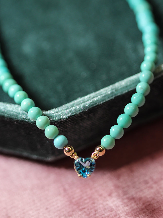 Blue Topaz Heart Turquoise Necklace – POPPY FINCH