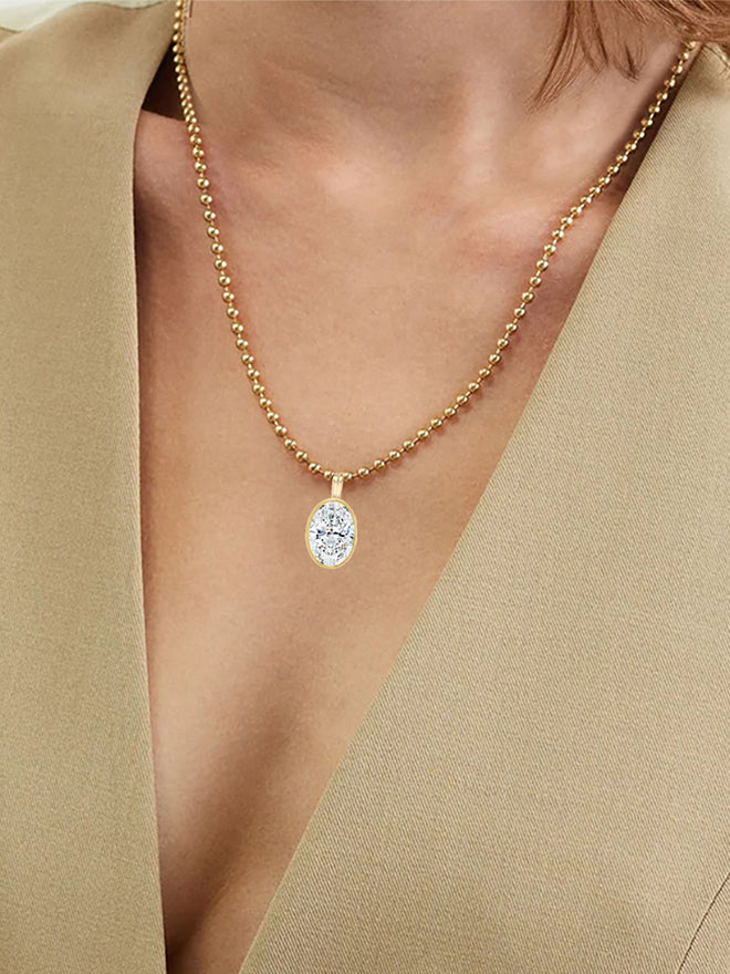 Oval Lab Diamond Ball Chain Necklace – POPPY FINCH